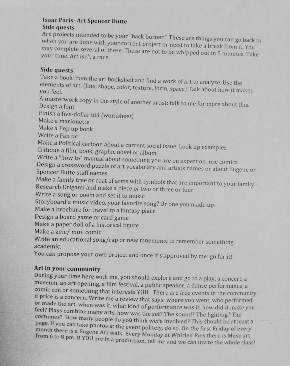 Art Class Handouts | Isaac and the Awkward Situations